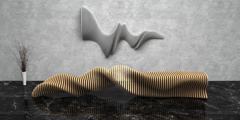 Parametric Wavy Wooden Furniture 51 - Twisted Bench Design / CNC Files ...
