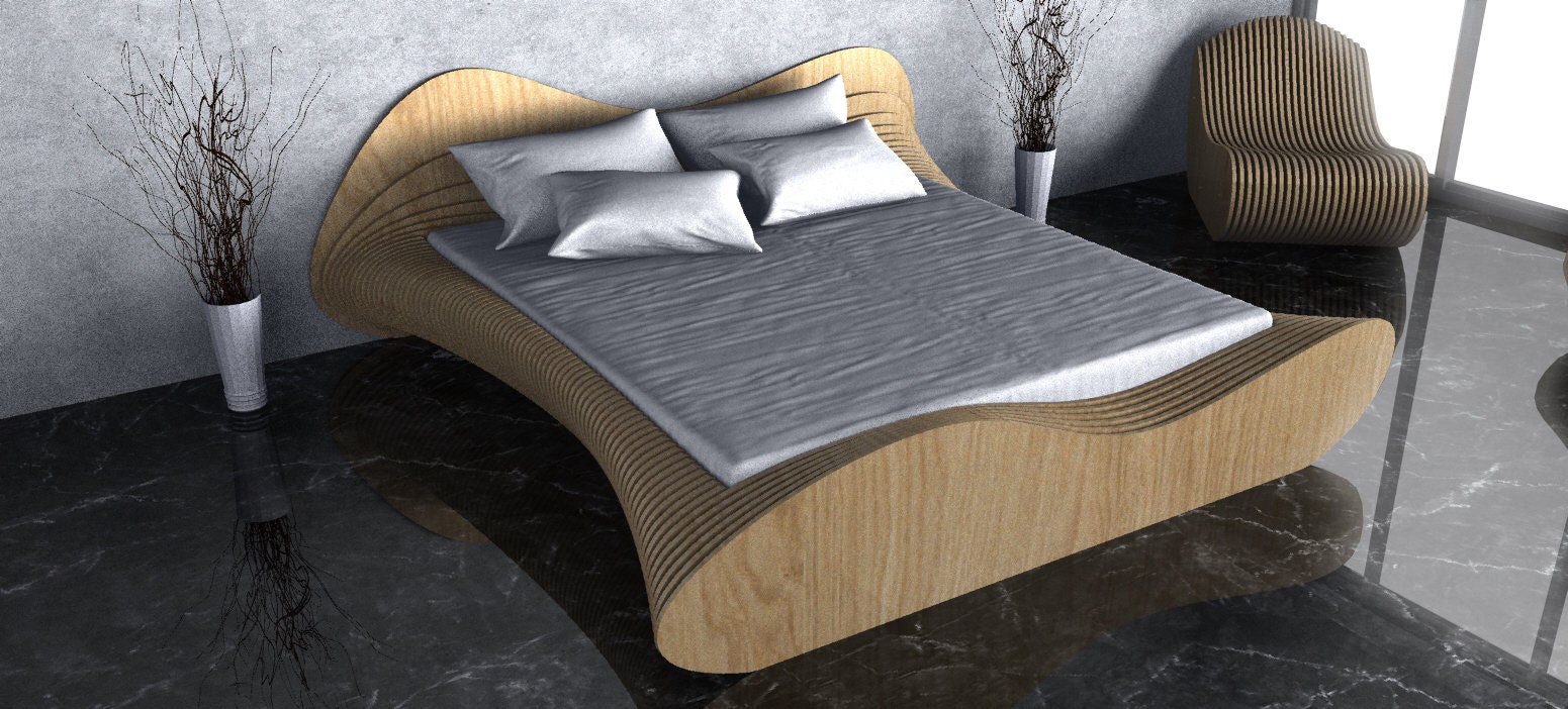 Parametric Wavy Wooden Furniture 28 King Size Bed Design and - Etsy