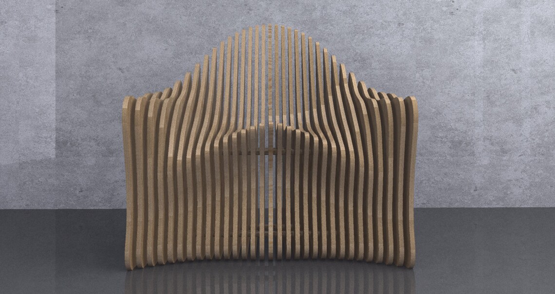 Parametric Wavy Wooden Furniture 08 - Armchair Design / CNC Files for ...