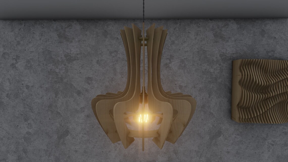 Parametric Wavy Wooden Lighting 03 - Chandelier Model / CNC Files for ...