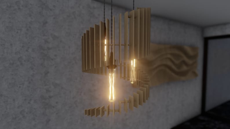 Parametric Wavy Wooden Lighting 02 - Chandelier Model / CNC Files for ...
