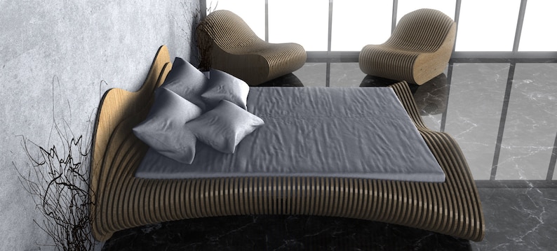 Parametric Wavy Wooden Furniture 28 - King Size Bed Design and Sofa ...