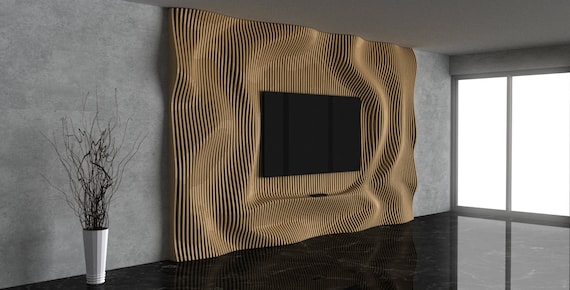 Parametric Wavy Wooden Wall Decor 46 / TV Unit / CNC Files for - Etsy