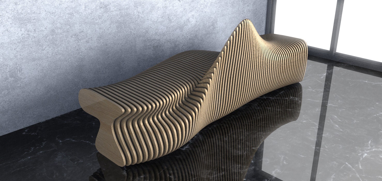 Parametric Wavy Wooden Furniture 34 - Bench Design / CNC Files for ...