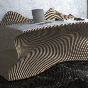 Parametric Wavy Wooden Furniture 21 - Office Desk / CNC Files for ...