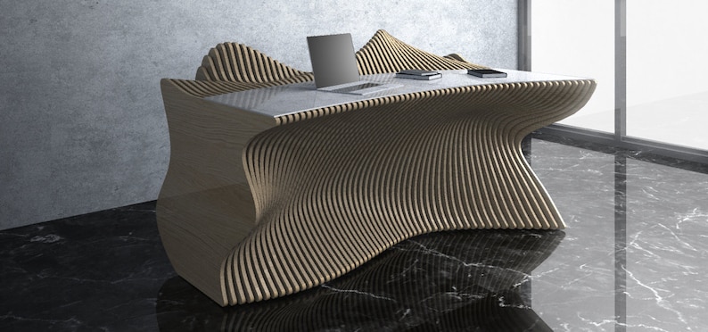Parametric Wavy Wooden Furniture 21 - Office Desk / CNC Files for ...