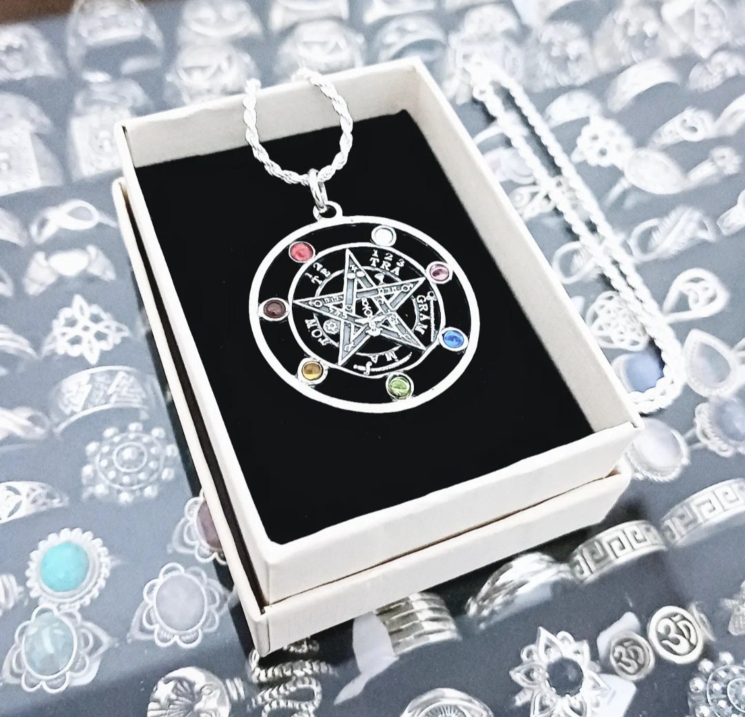 Tetragrammaton and Chakras Pendant Made of 925 Sterling Silver ...