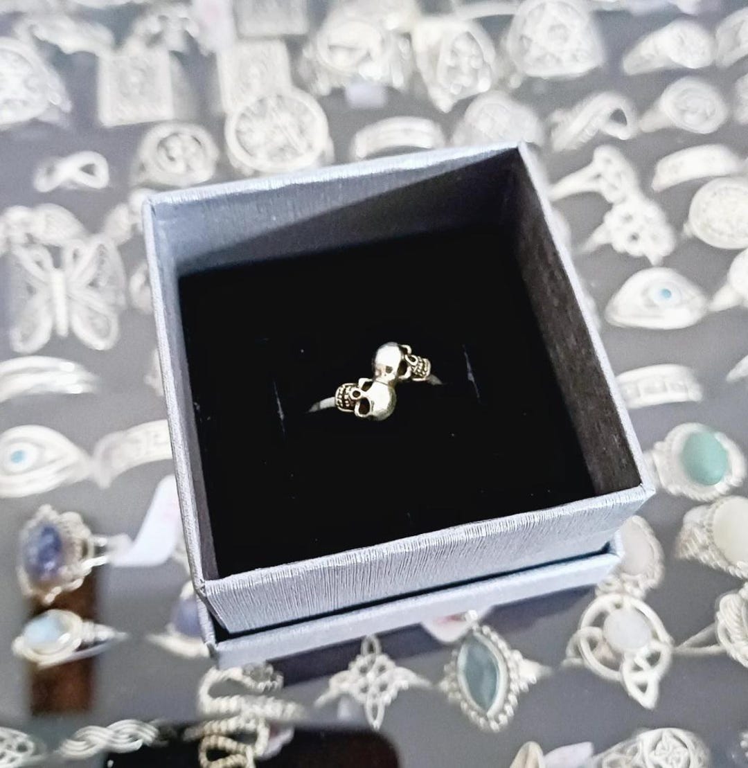 Double Skull Ring in 925 Sterling Silver - Etsy