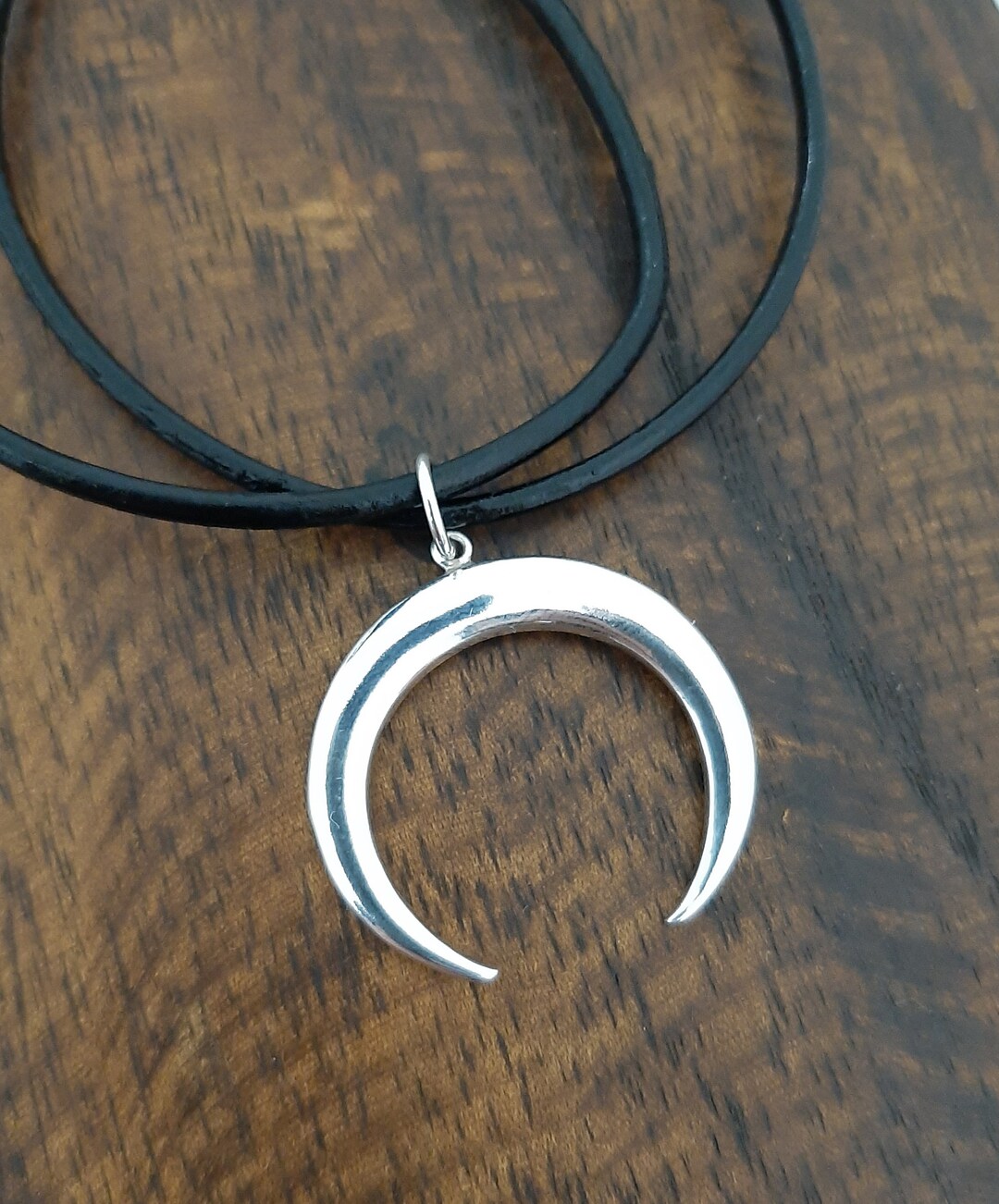 Inverted Crescent Moon Pendant Made of 925 Sterling Silver/ Sterling ...