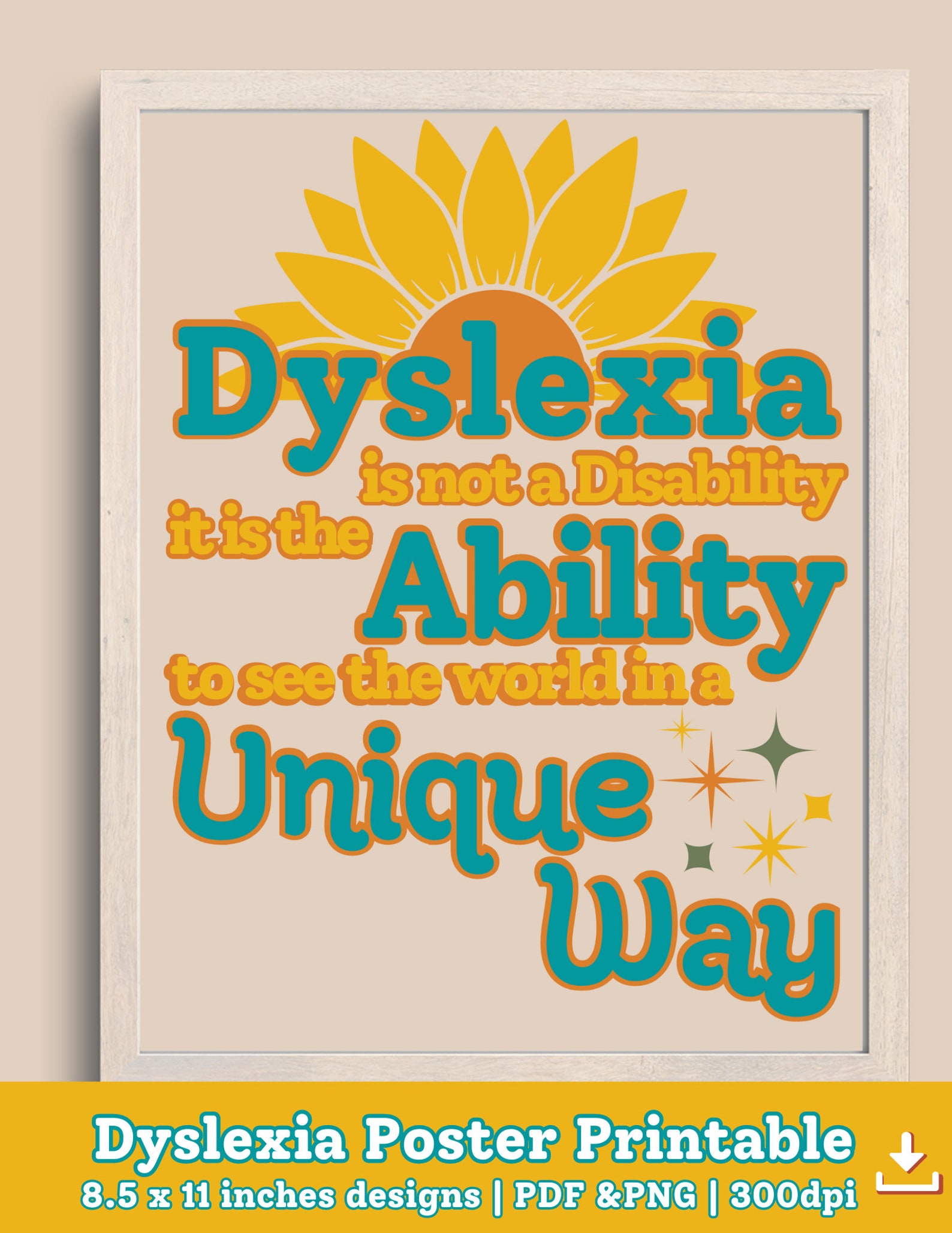 4 Fall Kids Dyslexia Awareness Month Digital Downloads With Positive ...