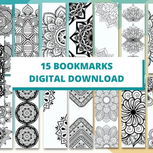 15 Printable Bookmark Template, Mandala Printable Bookmark Set, Mandala ...