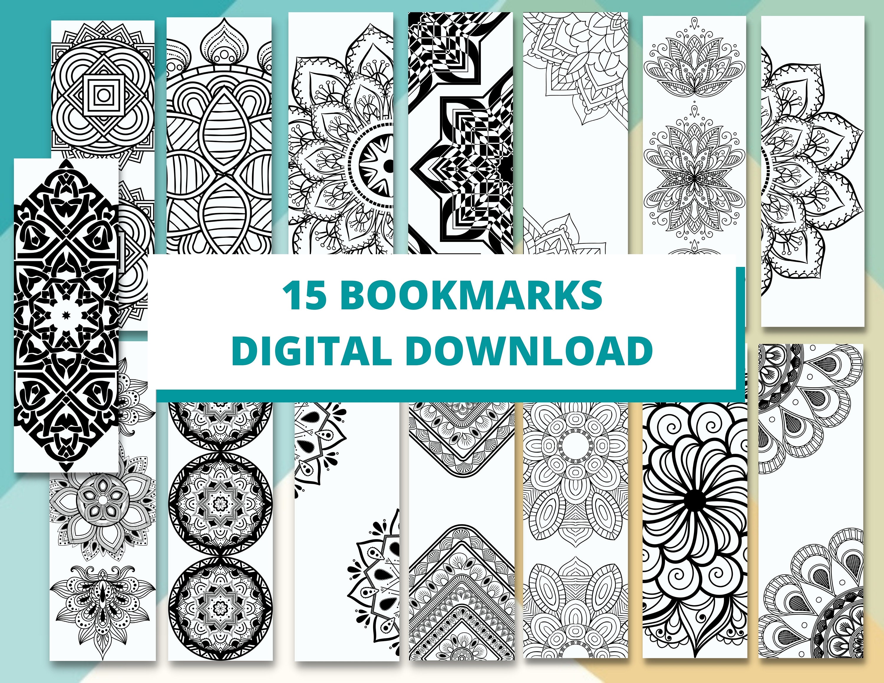 15 Printable Bookmark Template, Mandala Printable Bookmark Set, Mandala ...