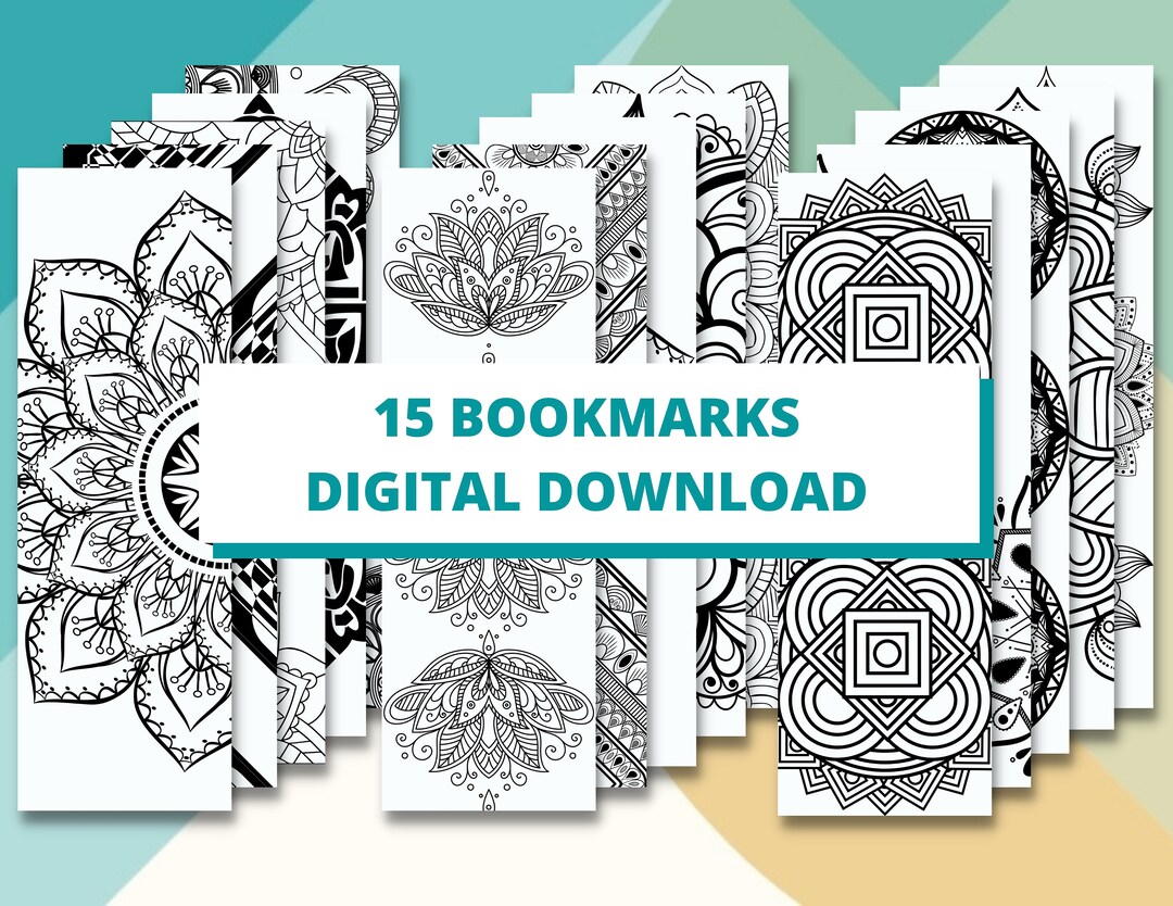 15 Printable Bookmark Template, Mandala Printable Bookmark Set, Mandala ...