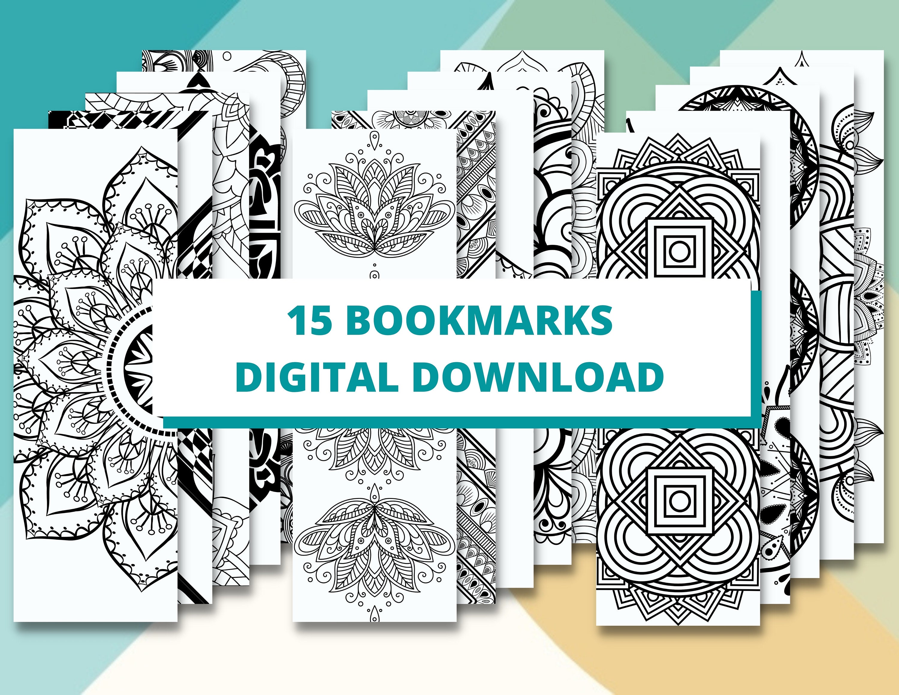 15 Printable Bookmark Template, Mandala Printable Bookmark Set, Mandala ...