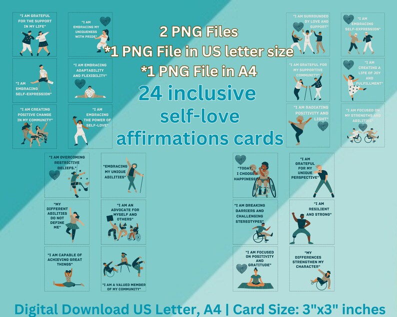 Positive Disability Affirmation Cards, Encouraging Notes of ...