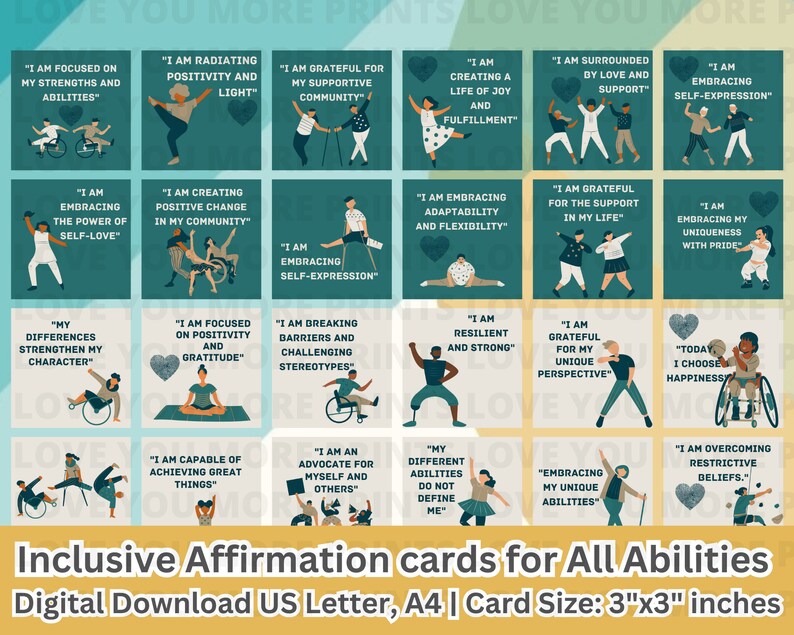 Positive Disability Affirmation Cards, Encouraging Notes of ...