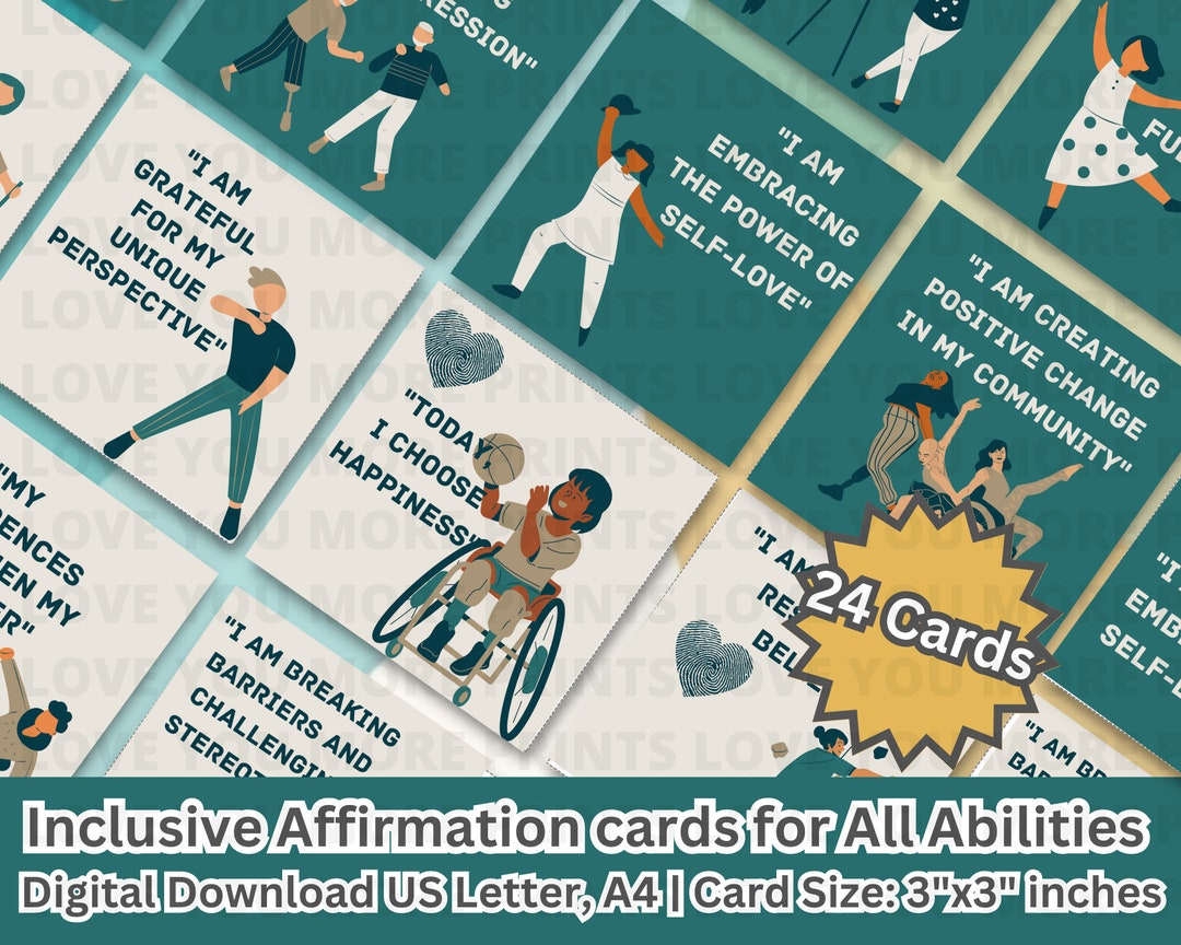 Positive Disability Affirmation Cards, Encouraging Notes of ...
