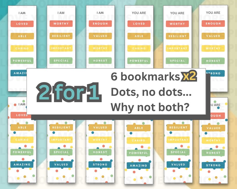 Danish Pastel Printable Affirmation Bookmarks Set of 6 Plain and 6 ...
