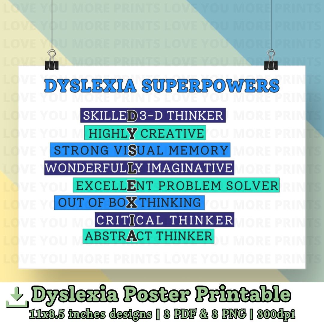 Celebrate Dyslexia Superpowers Printable, Beautiful Dyslexia Poster ...
