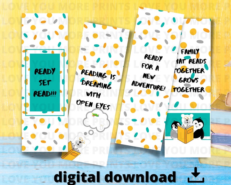 Kids Bookmark Reading Quotes Bundle Instant Download PDF and Pngs ...