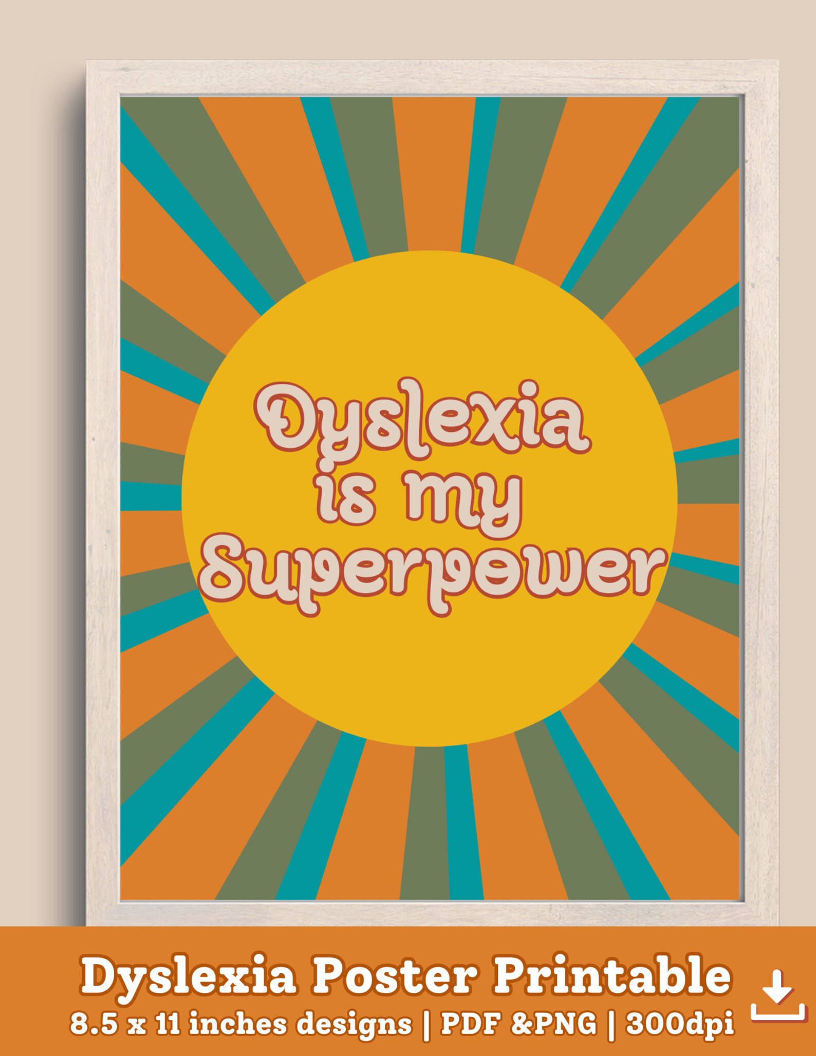 4 Fall Kids Dyslexia Awareness Month Digital Downloads With Positive ...