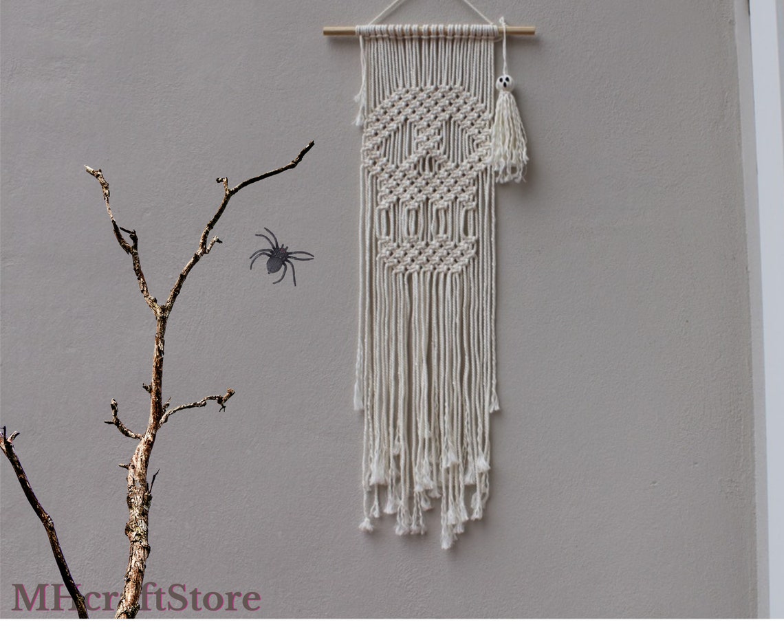 Macrame Skull Wall Hanging, Skull Wall Art, Skull Decor, Halloween ...