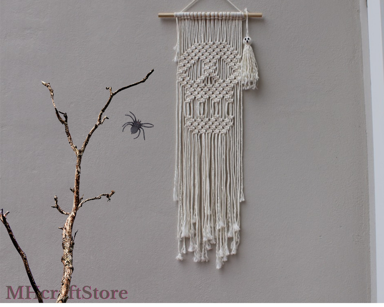 Macrame Skull Wall Hanging, Skull Wall Art, Skull Decor, Halloween ...