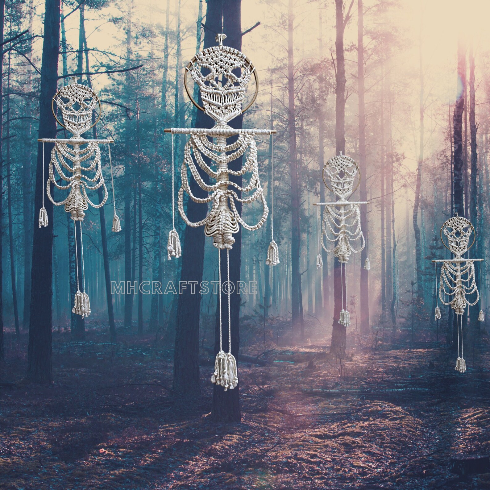 Skeleton Tapestry Wall Hanging, Skeleton Halloween Wall Decor, Spooky ...