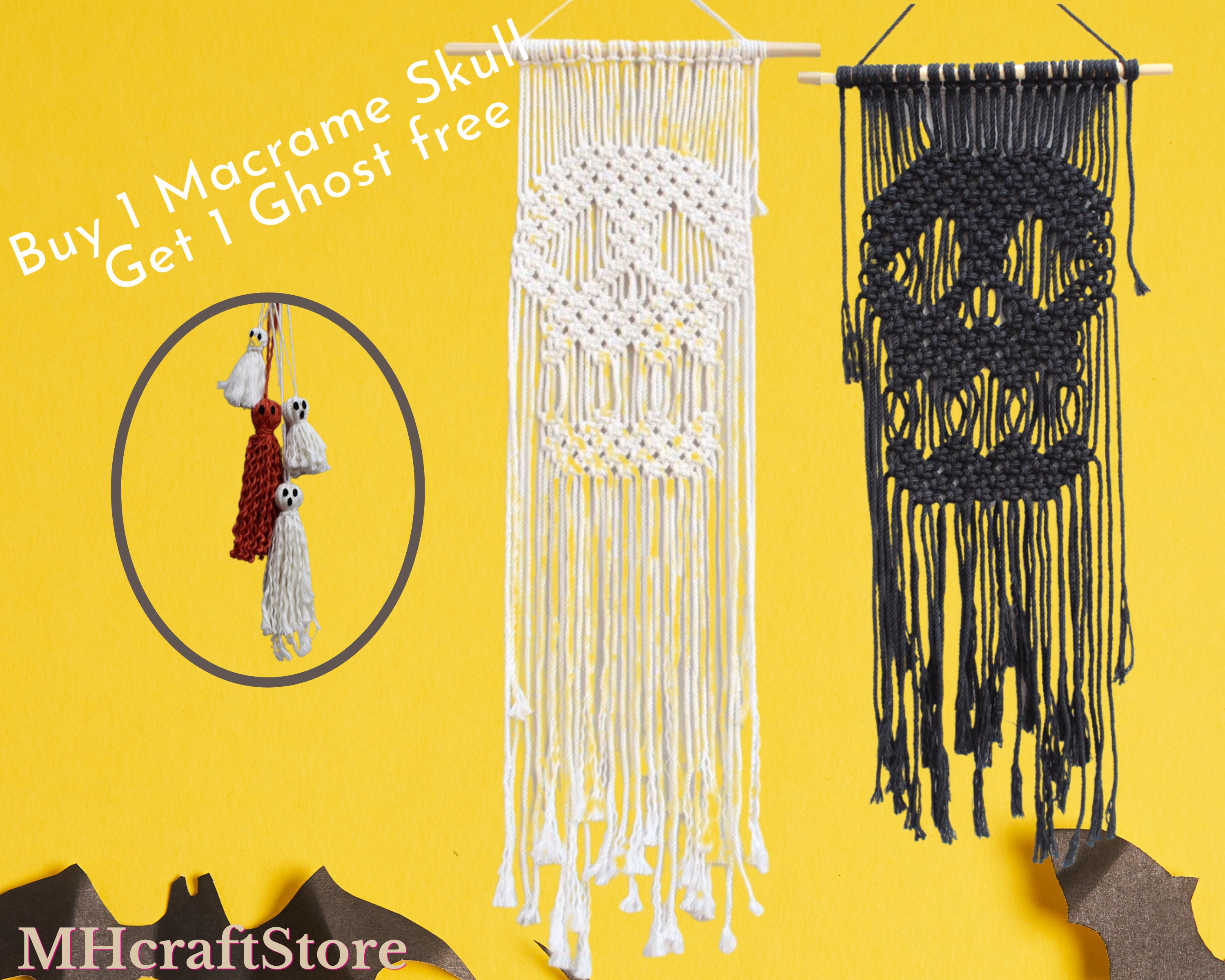 Macrame Skull Wall Hanging, Skull Wall Art, Skull Decor, Halloween ...
