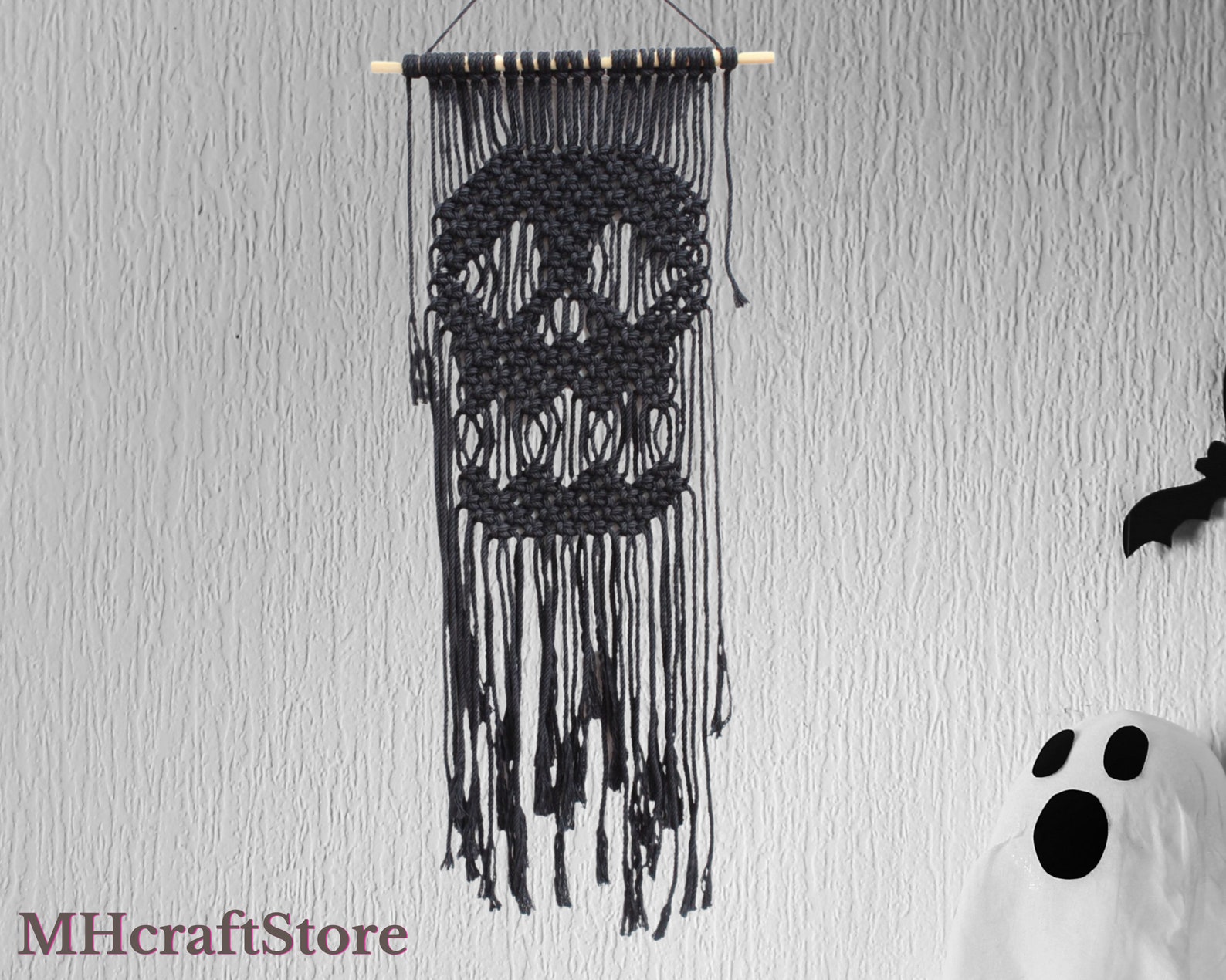Macrame Skull Wall Hanging, Skull Wall Art, Skull Decor, Halloween ...