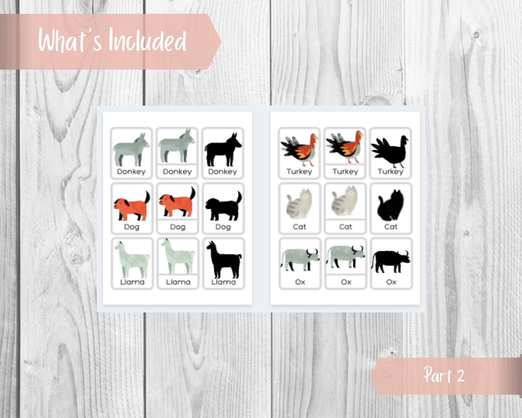 4-part Farm Animal Cards PRINTABLE Preschool Activity Instant Digital ...
