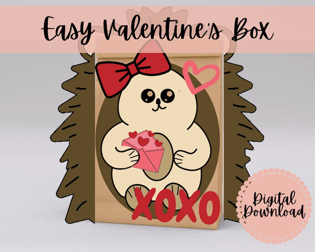 Hedgehog Valentines Box or Bag Printable - Mailbox - Instant Download ...