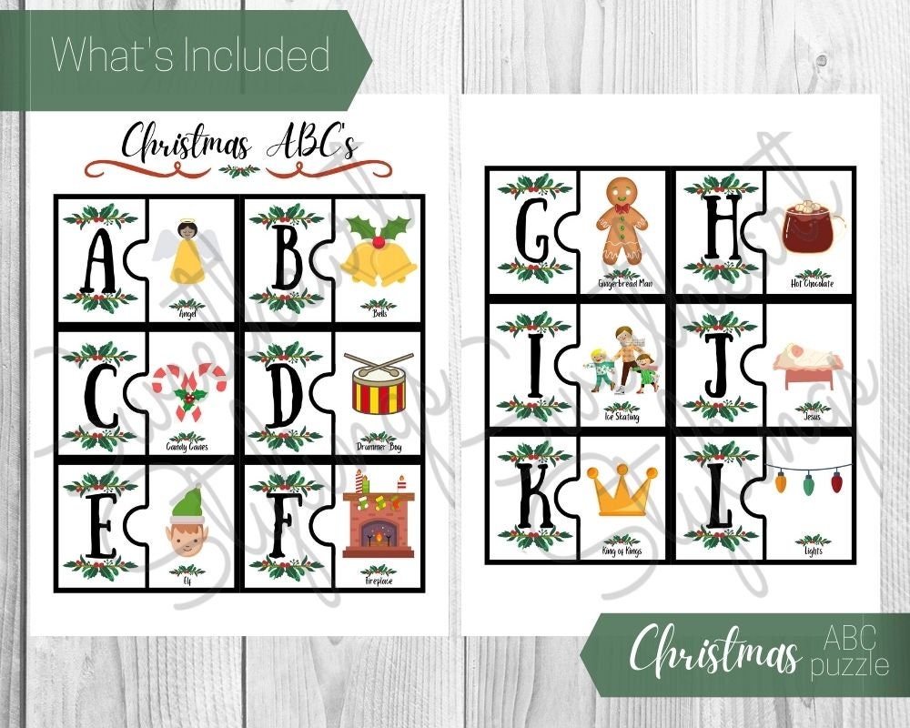 Christmas ABC Puzzle - Christmas Children’s Activity - Instant Digital ...