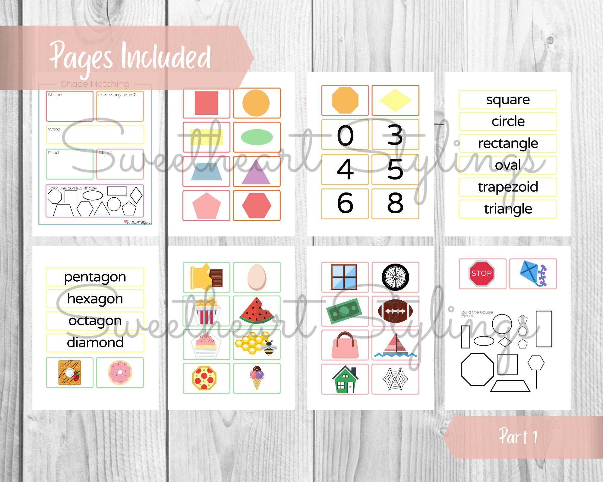 Shapes Bundle Printable - Shape Matching - Shape Practice - Color the ...