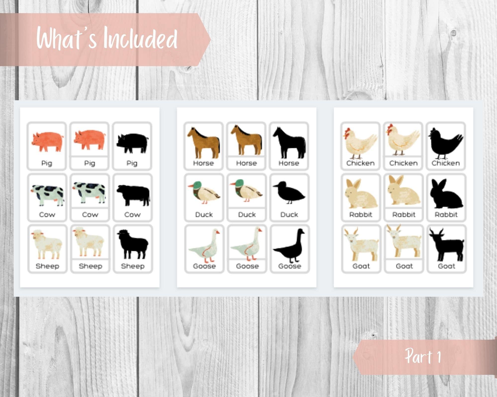 4-Part Farm Animal Cards PRINTABLE preschool activity | Etsy