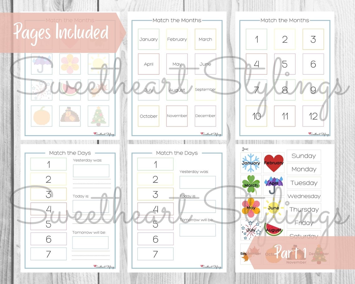 Learn to Tell Time Bundle Days of the Week Months of the - Etsy