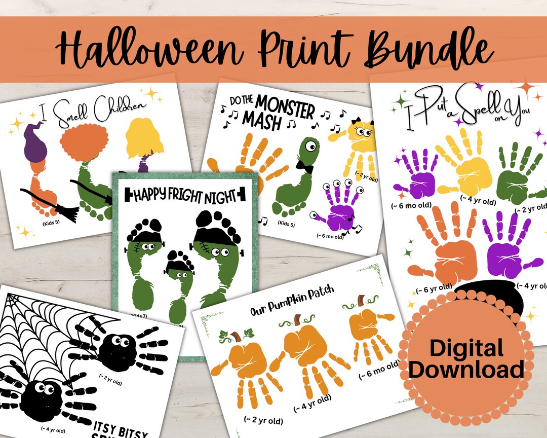 Halloween Handprint Footprint PRINTABLE - Family - Preschool - Friends ...