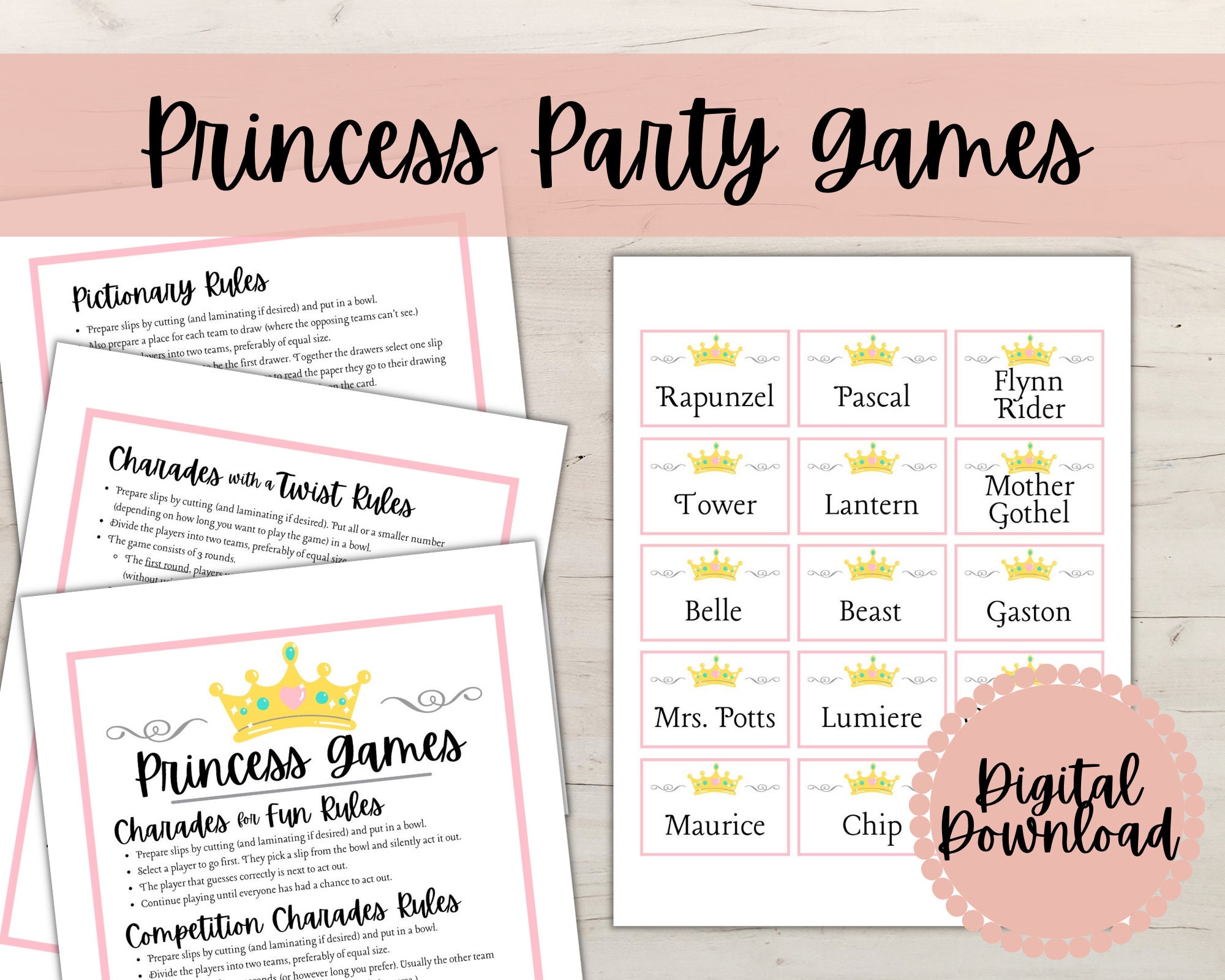 Princess Party Games Printable - Instant Download - Birthday Party ...