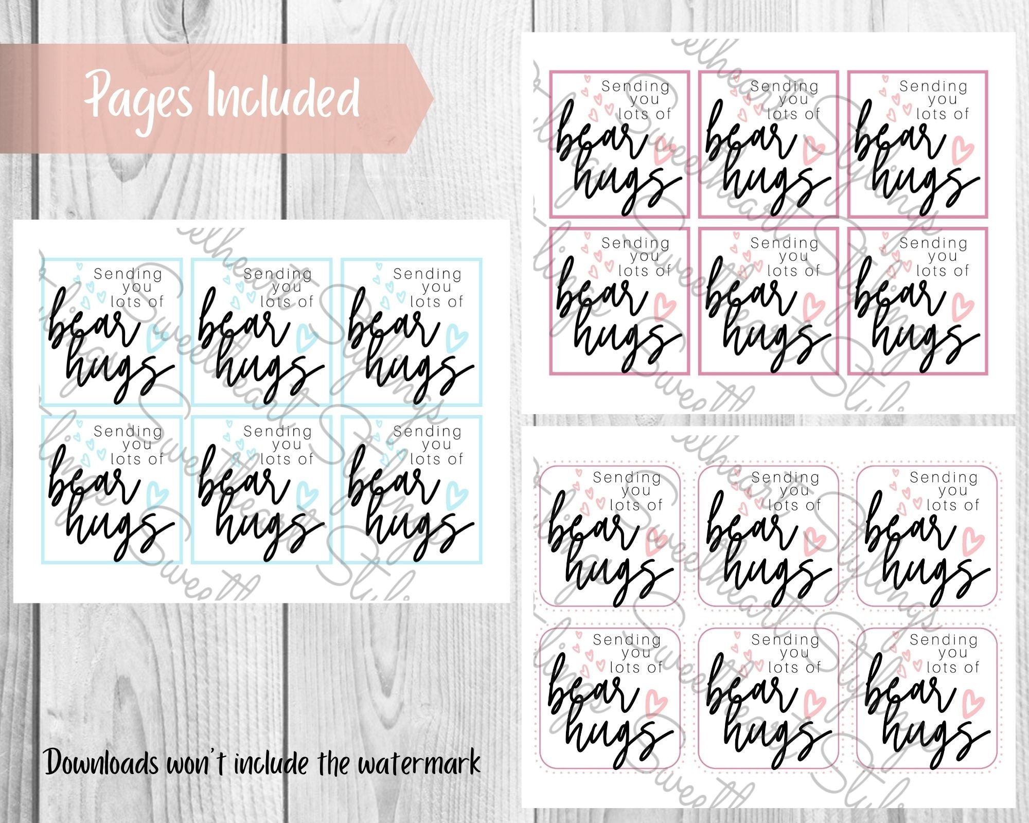 Valentines Gift Tag Printable - “sending You Lots of Bear Hugs ...