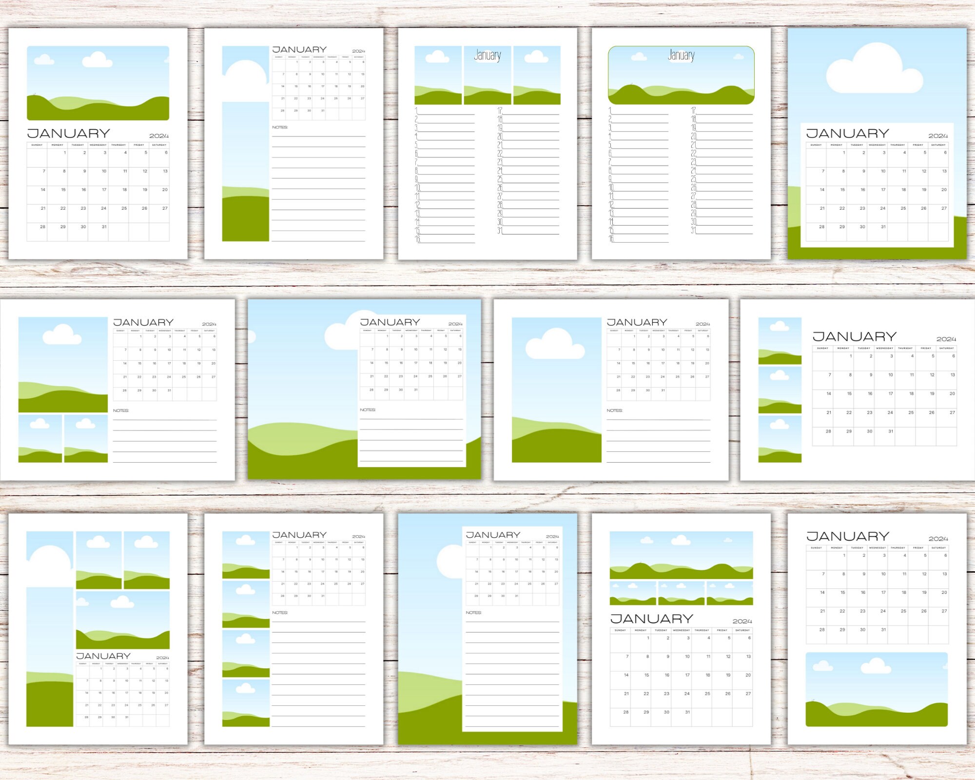 Editable 2024 Calendar Bundle - 14 Canva Templates - Instant Download ...