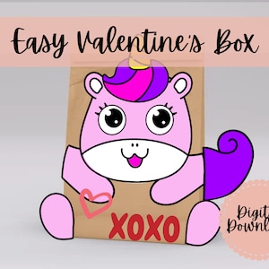 Unicorn Template for Valentine Box - Etsy