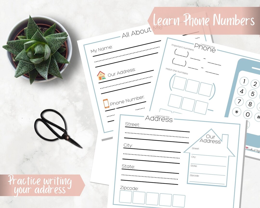 About Me (phone & Address) Printable - Instant Digital Download ...