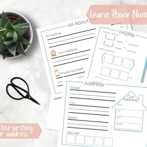 About Me (phone & Address) Printable - Instant Digital Download ...