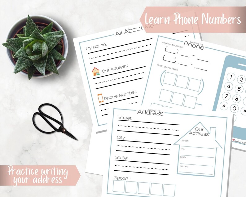 About Me (phone & Address) Printable - Instant Digital Download ...