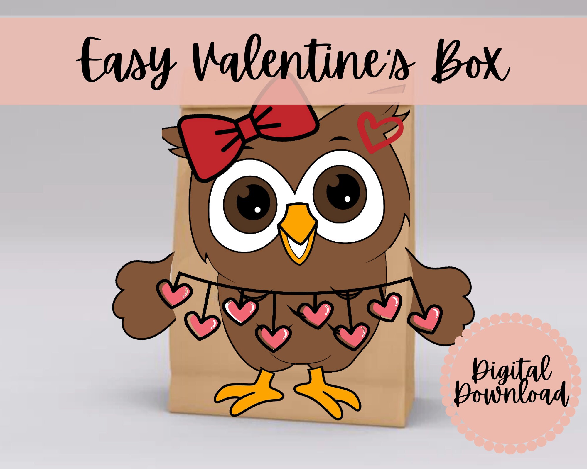 Owl Valentines Box or Bag Printable - Mailbox - Instant Download - DIY ...