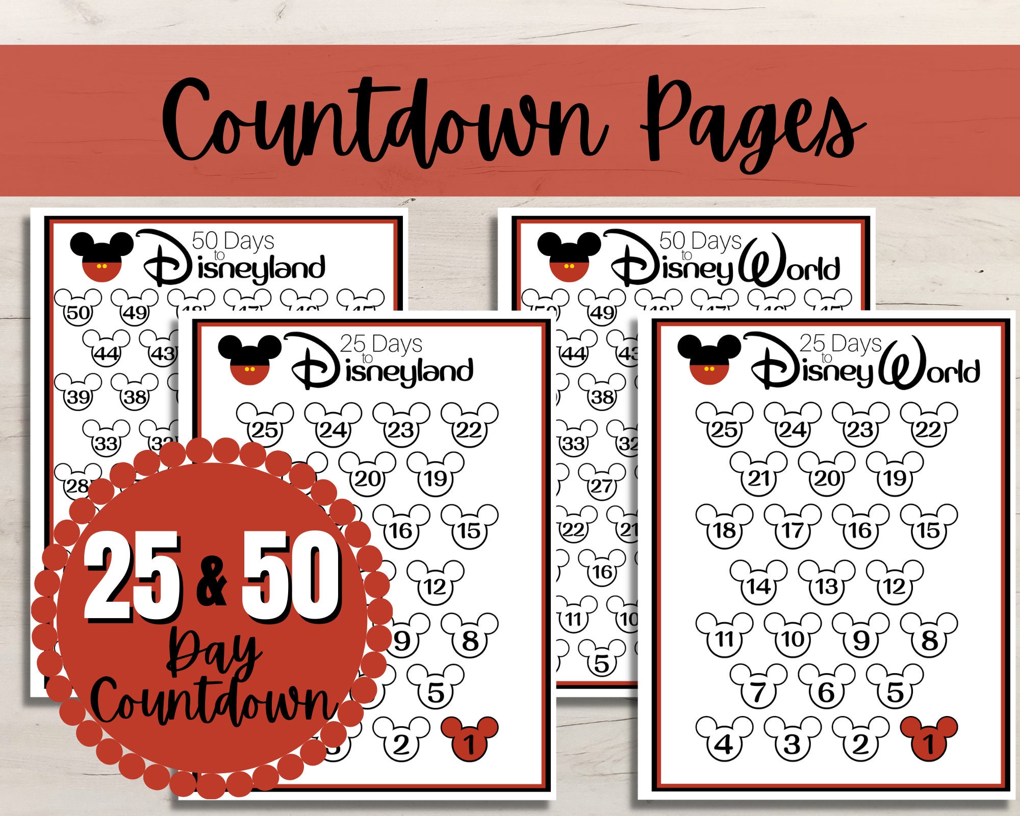 Vacation Countdown Printable Instant Download 25 Days 50 Days Quick and ...