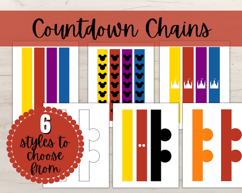 Vacation Countdown Chain Printable - Instant Download - Park Ticket ...