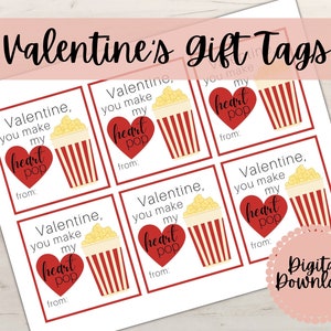 Valentines Gift Tag Printable - “popcorn” - Instant Download - Cards ...