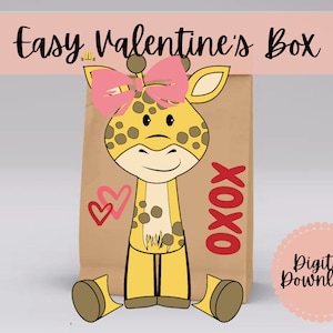 Giraffe Valentines Box or Bag Printable - Mailbox - Instant Download ...