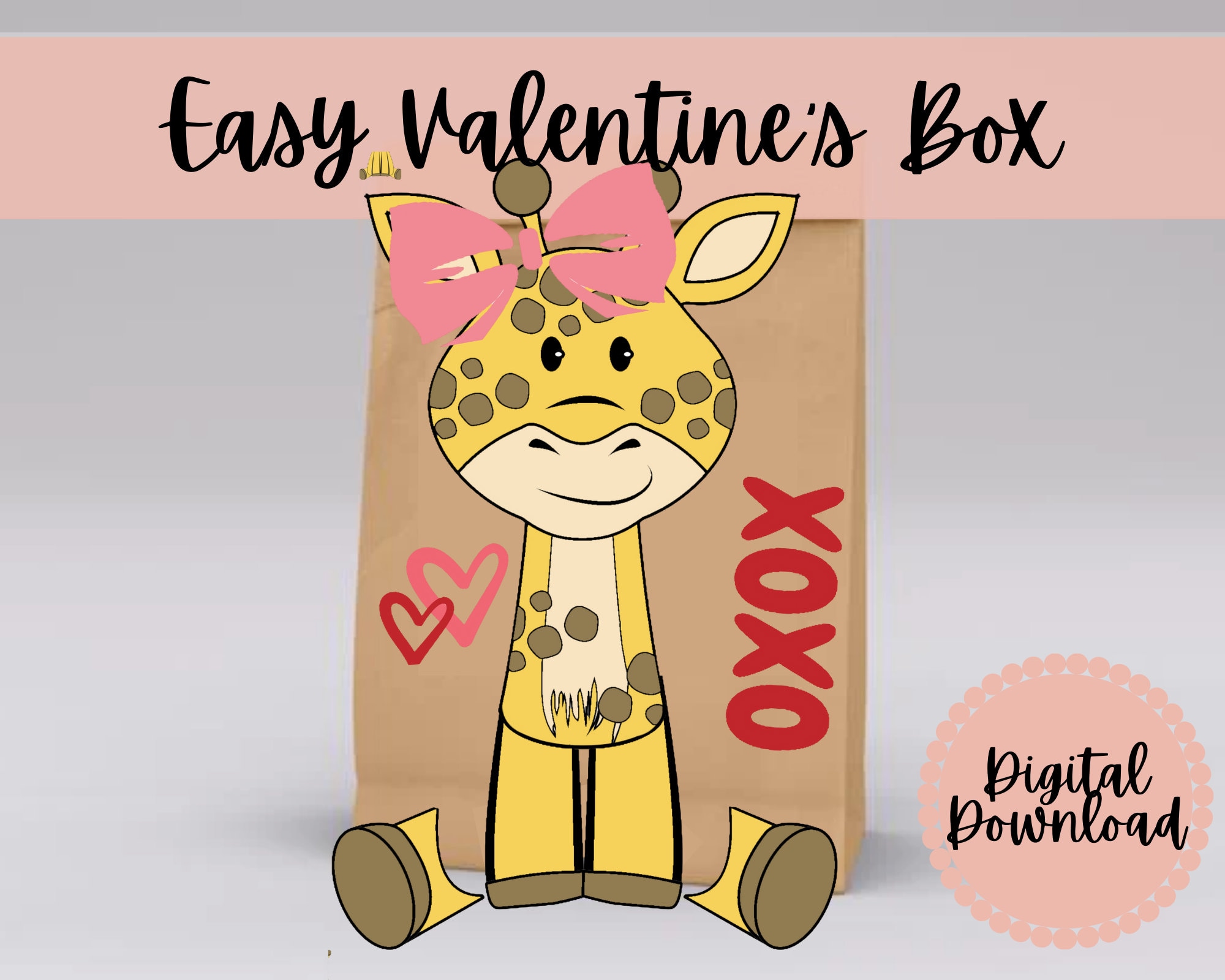Giraffe Valentines Box or Bag Printable - Mailbox - Instant Download ...